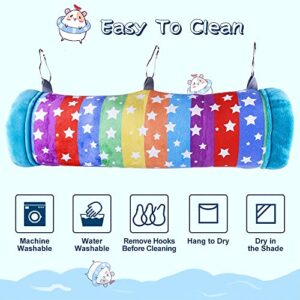 HOMEYA Guinea Pig Tunnel Kit,Pet Hideout Play Tube Hideaway Bedding+Small Animal Hammock&Cozy Bed Nest,Funny Toys and Cage Accessories for Ferret Rat Hamster Squirrel Chinchilla Sugar Glider-Rainbow