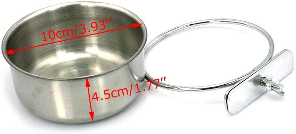 Bird Water Bowl Stainless Steel Bird Feeder for Cockatiel Conure Parakeet Chinchilla 10 Ounce