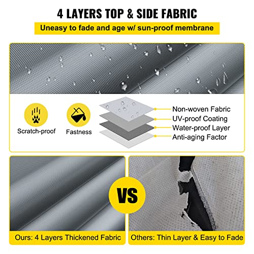 VEVOR Pop Up Camper Cover, Fit for 12'-14' Trailers, Ripstop 4-Layer Non-Woven Fabric Folding Trailer Covers, UV Resistant Waterproof RV Storage Cover w/ 3 Wind-Proof Ropes and 1 Storage Bag, Gray