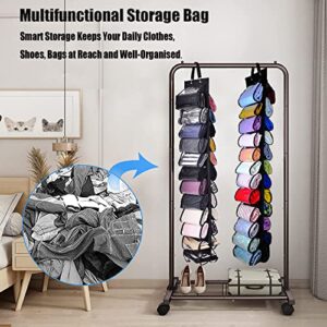 ZKDYNJ 2 Pack Leggings Storage Organizer, Hanging Legging Organizer for Closet, Clothes Portable Closets Roll Holder with 24 Pocket, Space Saver Closet Storage Organization