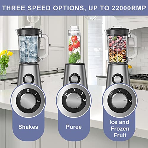 Vermark 1000W Professional Blender - Crush Ice, Puree, & Blend Shakes with 40oz & 20oz Cups, 3-Speed Control, Portable with To-Go Lids, BPA-Free, Easy Clean