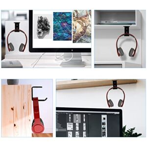 Cosmos 2 Pcs Headphone Hanger Mount Under-Desk Headset Hanger Hook Earphone Holder Wall Mount Hooks with Adhesive Tape & Screw Set Compatible with PC Gaming DJ Headset, Acrylic (Solid Black)