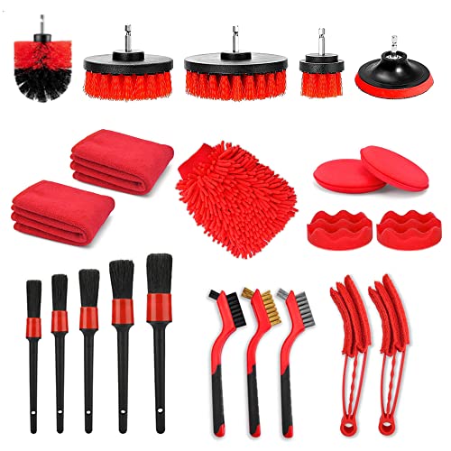 A ABIGAIL 21 Pcs Car Cleaning Tools Kit, Car Detailing Kit, Car Detailing Brushes, Car Wheel Tire Brush Set, Car Windshield Cleaning Tool, Car Care kit for Interior, Exterior, Wheels, Dashboard