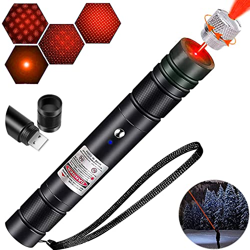 Red Laser Pointer High Power Long Range Strong Light Laser Pointer Pen, [2000 metres] Tactical Red Lazer Pointer Presentation Dot USB Rechargeable for Teaching Hunting Outdoor Astronomy Cat Laser Toy