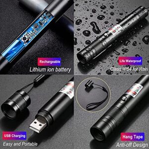 Red Laser Pointer High Power Long Range Strong Light Laser Pointer Pen, [2000 metres] Tactical Red Lazer Pointer Presentation Dot USB Rechargeable for Teaching Hunting Outdoor Astronomy Cat Laser Toy