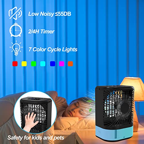 Portable Air Conditioners AC - Mini Air Conditioner, Personal Air Conditioner, 4000mAh Battery for Camping, Car, with Remote Control Night Light & Timing