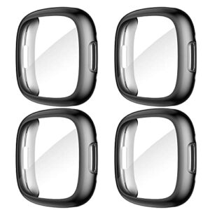 Suoman [4-Pack] for Fitbit Sense 2 /Versa 4 Screen Protector Case, Full Around Electroplate Soft TPU Bumper Around Protective Case Cover for Fitbit Sense 2/Versa 4 Smartwatch