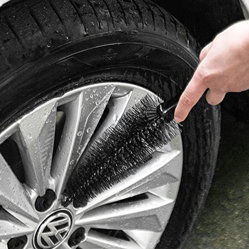 Wheel Brush Can Wheel And Rim Detail Brush With Long Soft Bristles Car Wheel Brush Rim Tire Detail Brush Multi Purpose For Wheel Rim Exhaust Tip Motorcycle Auto Accessories (A, 1 Size)