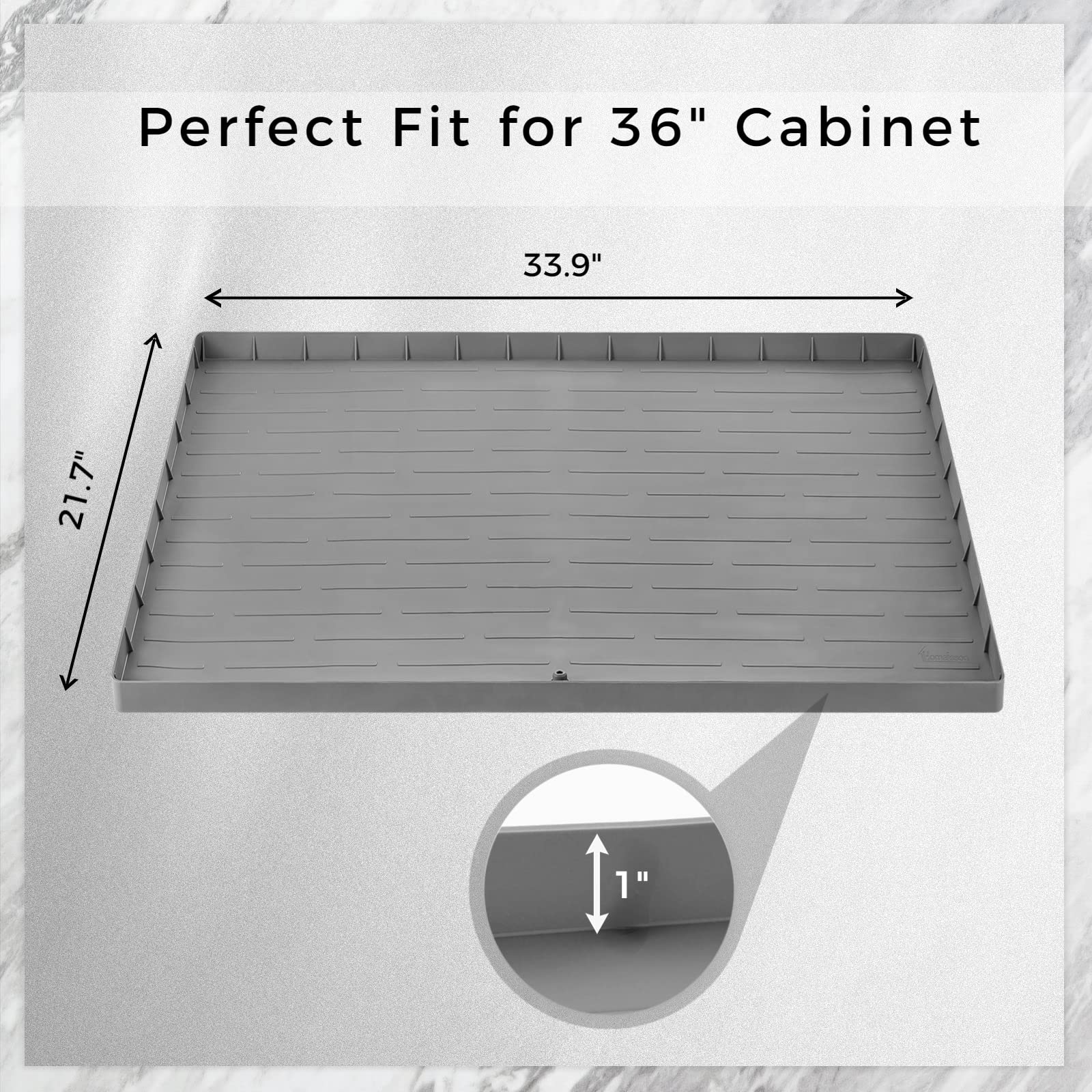 Waterproof Under Sink Mat for 36" Cabinet,Homaisson 35”×22” Flexible Silicone Cabinet Protection Mat, Under Sink Tray, Drips Leaks Spills Protector, Cabinet Liner for Kitchen, Bathroom