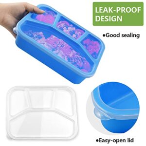 4 Pack Bento Lunch Box, 4-Compartment Meal Prep Containers, Reusable Leakproof Lunch Box Set with Salad Dressing Cups & Tableware, Microwave Safe Food Storage Containers for Work, Travel, Picnic