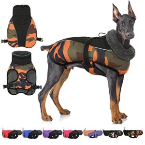 idomik dog coat warm dog winter coat, waterproof dog jacket for large dogs, reflective fleece dog cold weather coat with high collar, dog snow jacket snowsuit vest for small medium large dogs,3xl