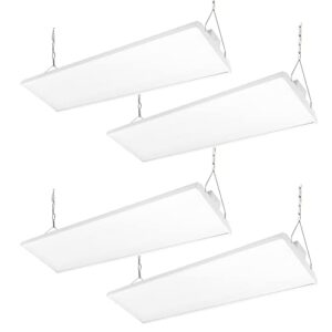 run bison 4ft led linear high bay fixture, 300w led shop light fixture, 40,500lm 135lm/w, 120-277v, 5000k daylight linear hanging light for garage warehouse workshops, ul&dlc listed-4 pack