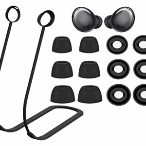 Strap Ear Tips Kit for Galaxy Buds Pro SM-R190, Anti-Lost Soft Silicone Lanyard Neck Rope Cord Leash Replacement Gel Eartips Skin Accessories Compatible with Samsung Galaxy Buds Pro - Black