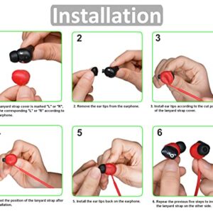 Strap Ear Tips Kit Compatible with Beats Studio Buds, Anti-Lost Soft Silicone Lanyard Neck Rope Cord Leash Replacement Gel Eartips Earbuds Skin Accessories for Studio Buds - Black