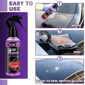 3 in 1 High Protection Quick Car Coating Spray, Car Scratch Nano Repair Spray, Plastic Parts Refurbish Agent, Quick Coat Car Wax Polish Spray for Cars, Easy to Use (100 ML, 3PCS)