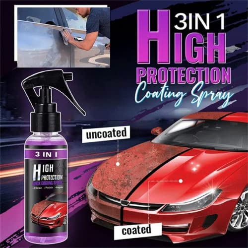 3 in 1 High Protection Quick Car Coating Spray, Car Scratch Nano Repair Spray, Plastic Parts Refurbish Agent, Quick Coat Car Wax Polish Spray for Cars, Easy to Use (100 ML, 3PCS)