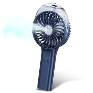 grandfast portable handheld misting fan, rechargeable battery operated water spray mist fan for travel outdoors home office (blue)