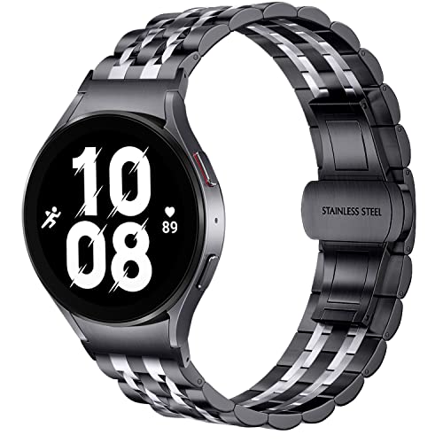 No Gaps Solid Connector for Galaxy Watch 4 & 5 & 6 Bands, 20mm Stainless Steel Strap Connector Compatible with Samsung Galaxy Watch 6 Classic/Watch 4 Classic/Galaxy Watch 5 Pro, Black