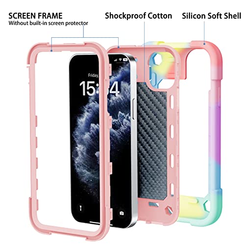 Cookiver for iPhone 11 Pro Max Case 6.5 Inch, with 2 Pack Glass Screen Protector,Heavy-Duty Shockproof Rugged Military Grade Cover with Magnetic Car Mount for iPhone 11 Pro Max (Rainbow Pink)