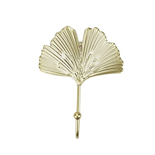 Savagrow Brass Leaf Decorative Wall Hooks Leaf Shape Wall Mounted Hooks with Traceless Hook Nails, Set of 3 Ginkgo Leaf