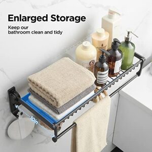 VOLPONE Foldable Towel Rack with Corner Shower Caddy Bathroom Towel Shelf with Shower Shelf