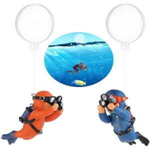 cobee diver aquarium decorations, 2pcs floating fish tank decor aquarium diver with floating device diver figurines cartoon aquarium ornament fish playmate fish tank accessories