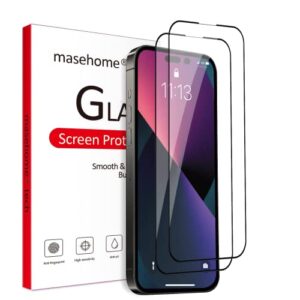 masetech iphone 14 pro max screen protector tempered glass [black edge] compatible with apple dynamic island (2 pack)