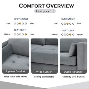 P PURLOVE Sectional Sofa Couch, L-Shape Upholstered Couch with Two Grey Pillows(Not Include White Pillows) for Living Room Home Furniture, Grey