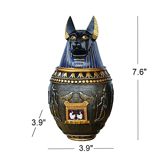 OwMell Egypt God Duamutef Canopic Jar, 7.6 Inch Egyptian Jar Statue, Multipurpose Storage Containers Egypt Decor - Duamutef