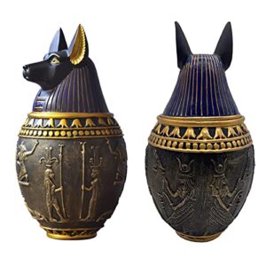 OwMell Egypt God Duamutef Canopic Jar, 7.6 Inch Egyptian Jar Statue, Multipurpose Storage Containers Egypt Decor - Duamutef