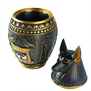 OwMell Egypt God Duamutef Canopic Jar, 7.6 Inch Egyptian Jar Statue, Multipurpose Storage Containers Egypt Decor - Duamutef