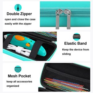 Elonbo Hard Travel Case for 3Doodler Start+ Essentials (2022) 3D Pen Set for Kids, 3D Printing Pens Storage Organizer Holder, Extra Mesh Pocket Fits Plastic Filament, Charger. Turquoise (Case Only