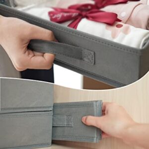 Teklar Dresser Drawer Organizers for Clothing [10 Pack] Foldable Fabric Shallow Clothes Drawer Dividers with 3.2" Height for Baby Clothes, Underwear, Sock, Bra (6 Medium + 4 Large, Grey)