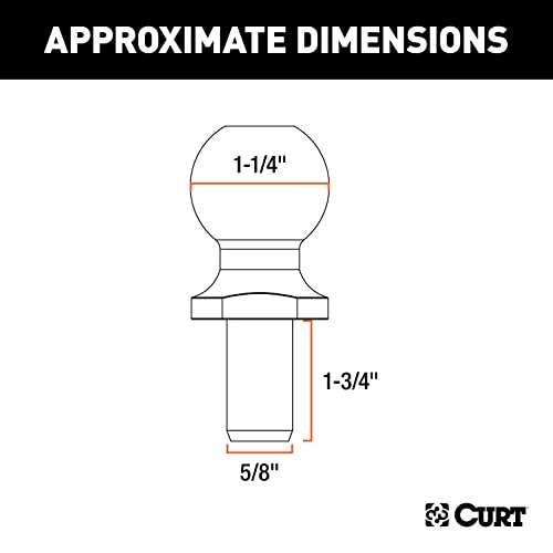 CURT 40010 Replacement Trailer Sway Control Ball, 1-1/4-Inch Diameter, 5/8 x 1-3/4-In Shank, Packaged