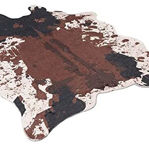 Cowhide Rug Faux Fur Rug Animal Print Non-Slip Backing Carpet For Bedroom, Office, Living Room, Rustic Western Home Decor Throw Rug Mat 56"W x 71"L