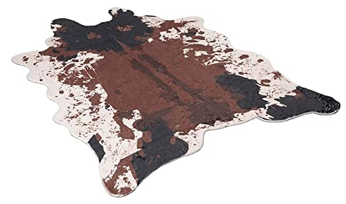 Cowhide Rug Faux Fur Rug Animal Print Non-Slip Backing Carpet For Bedroom, Office, Living Room, Rustic Western Home Decor Throw Rug Mat 56"W x 71"L