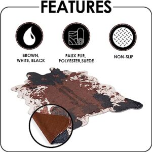 Cowhide Rug Faux Fur Rug Animal Print Non-Slip Backing Carpet For Bedroom, Office, Living Room, Rustic Western Home Decor Throw Rug Mat 56"W x 71"L