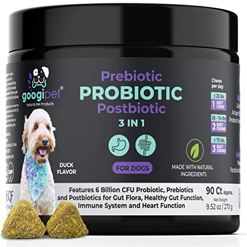 Googipet Probiotics for Dogs - Dog Probiotics and Digestive Enzymes - Natural Dog Probiotic Chews W/Prebiotics & Pumpkin, Helps Dog Diarrhea, Constipation, Digestion, Allergies & Immunity