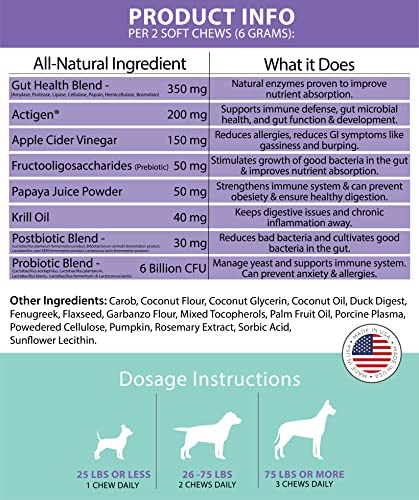 Googipet Probiotics for Dogs - Dog Probiotics and Digestive Enzymes - Natural Dog Probiotic Chews W/Prebiotics & Pumpkin, Helps Dog Diarrhea, Constipation, Digestion, Allergies & Immunity