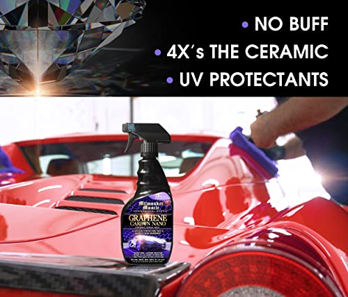 Milwaukee Muscle - 22oz Graphene Ceramic Coating Detail Spray Wax - The Best Protection Against Scratches, Swirls, Paint Chips, No Buff, 6 month Protection, Insane Shine, & Stronger than Car Wax.