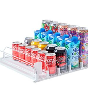 Drink Organizer for Fridge, Baraiser Self-Pushing Soda Can Organizer for Refrigerator, Pantry and More, White