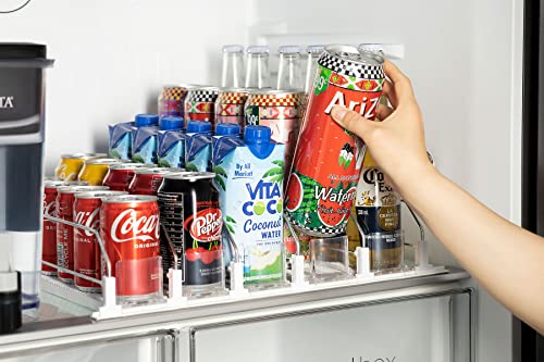 Drink Organizer for Fridge, Baraiser Self-Pushing Soda Can Organizer for Refrigerator, Pantry and More, White