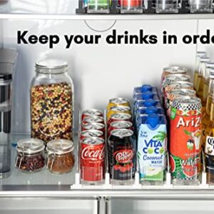 Drink Organizer for Fridge, Baraiser Self-Pushing Soda Can Organizer for Refrigerator, Pantry and More, White