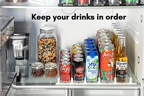 Drink Organizer for Fridge, Baraiser Self-Pushing Soda Can Organizer for Refrigerator, Pantry and More, White