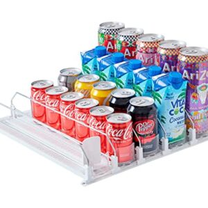 Drink Organizer for Fridge, Baraiser Self-Pushing Soda Can Organizer for Refrigerator, Pantry and More, White