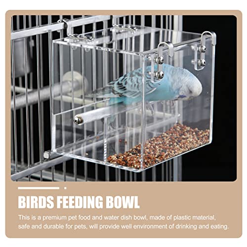 UKCOCO No Bird Feeder- Parrot Feeder Cage with Hooks Birds, Automatic Anti- Spill Parrot Food Container, Dish Hanging in Cage Feeding Bowl Cage Accessory for Small Birds Budgerigar Canary ( Size L )