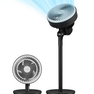 PELONIS Air Circulator Fan | 2 In 1 Table Pedestal Fan | Adjustable Height| 75-Degree Tilt |7-inch airfoil fan blades| 3 Speeds | Low Noise |Solid Base| for Home, Office, Dorm | Black