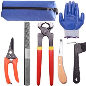 8 inch farrier tool kits （7 piece） mini rasp hoof file goat pig equine metal shears professional farriers hoof nipper cutter handle knife