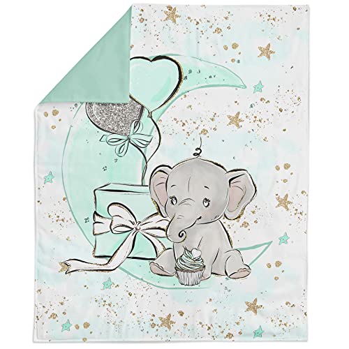 Elephant Fabric Panel, Quilting Panel, Baby Quilt Panel, Cotton Baby Panel, Blanket Panel, Bedding Panels, Mint