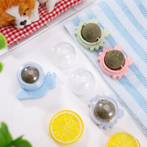 Catnip Wall Toys, 4 Pack Cat Toys, Rotatable Silvervine Catnip Lickable Balls, Healthy Catnip Wall Ball, Cat Chew Toy, Teeth Cleaning Cat Bite Toy, Cat Wall Treats